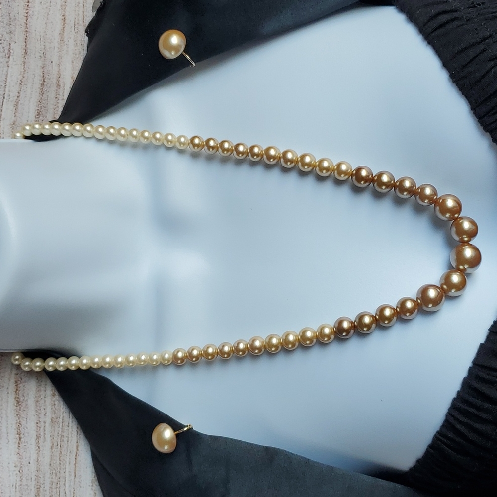 Vintage 1950's Marvella Pearl Necklace & Earrings Set - Gem